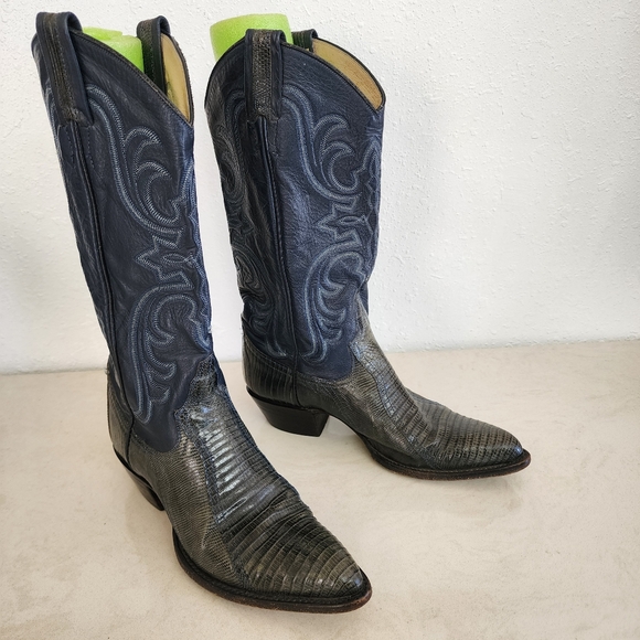 Larry Mahan | Shoes | Vtg Larry Mahan Womens Cowboy Boots Green Lizard ...